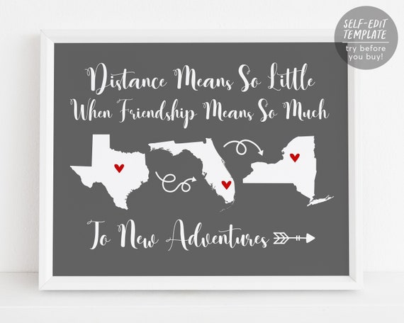 Editable Long Distance Friendship Gift Template Best Friends - Etsy
