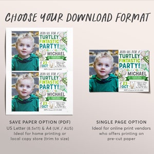 Turtley Fintastic Birthday Invitation With Photo Editable Template, Sea ...