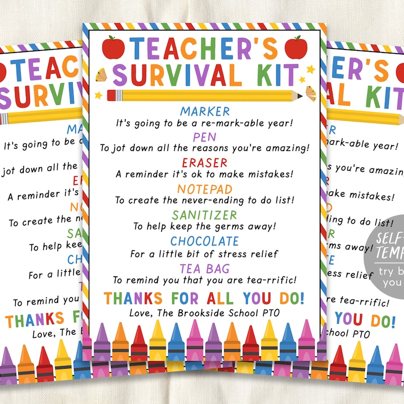 Teacher Survival Kit - Etsy