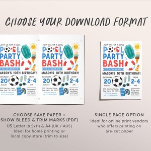 Soccer Pool Party Invitation Editable Template, Sports Summer Birthday ...