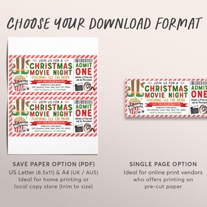 Elf Christmas Movie Ticket Invitation Editable Template, Xmas Holiday ...
