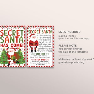 Secret Santa Coworker Office Christmas Game Editable Template, Santa ...