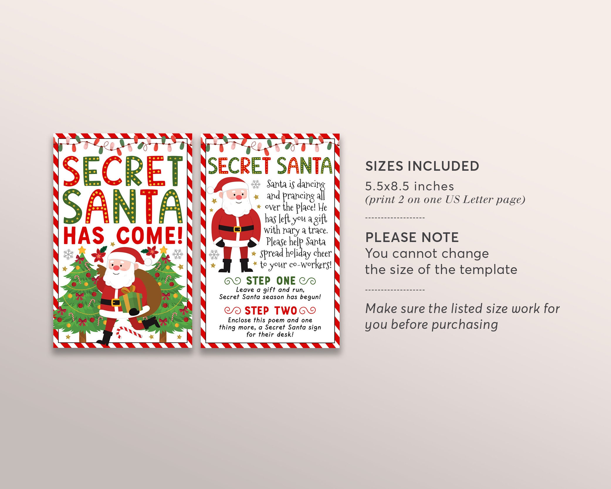 Secret Santa Coworker Office Christmas Game Editable Template, Santa ...