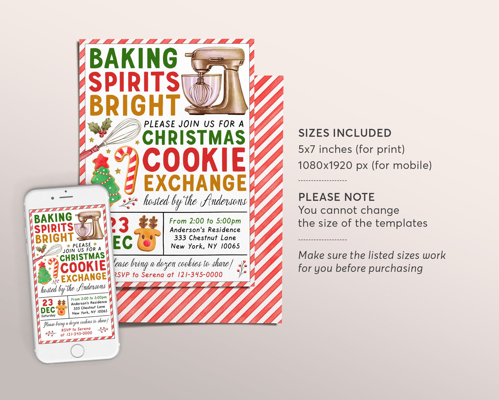 Christmas Cookie Exchange Party Invitation Editable Template, Holiday ...