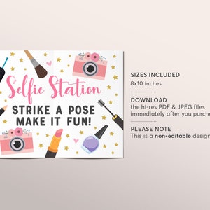 Selfie Station Sign Printable, Strike a Pose Photo Booth, Oh Snap Sign ...