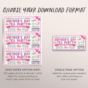 Mother's Day Tea Party Ticket Invitation Editable Template, Mothers Day ...