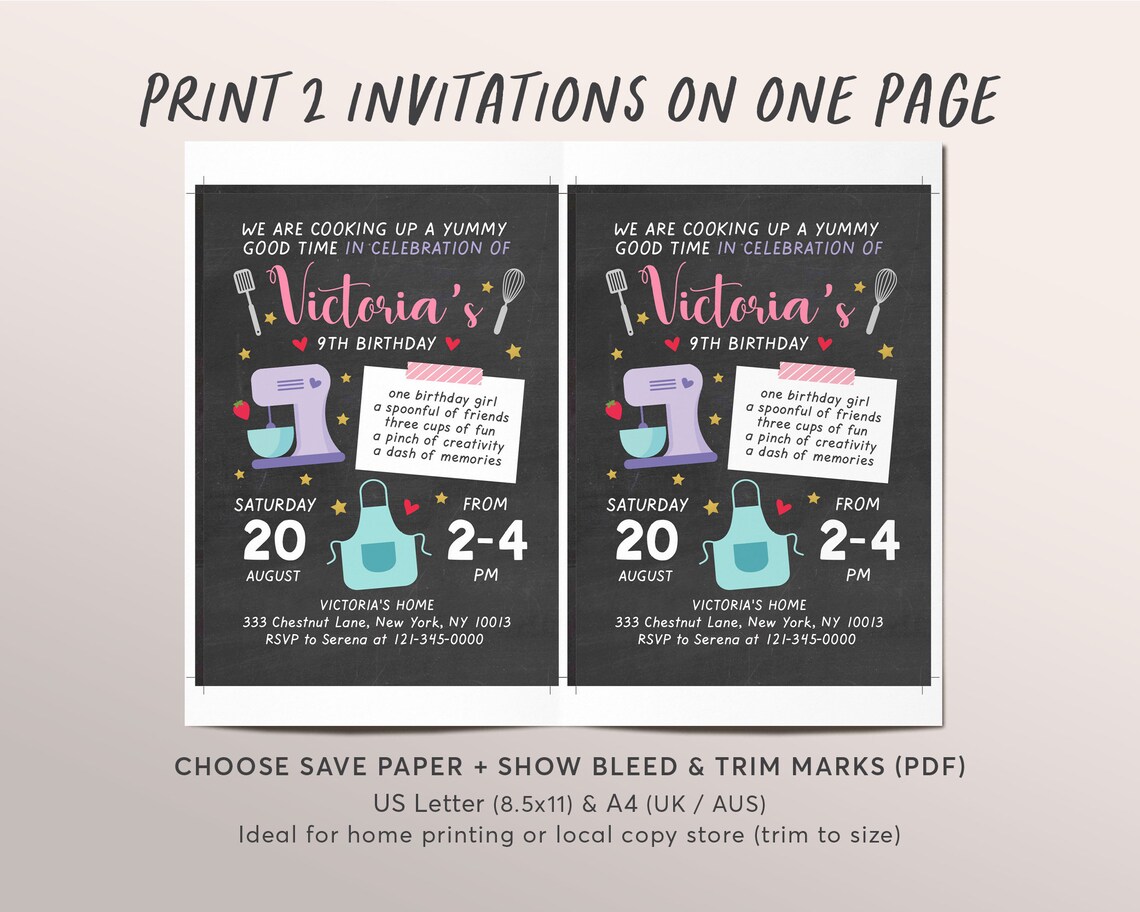 Editable Kids Cooking Birthday Invitation Template Kitchen | Etsy