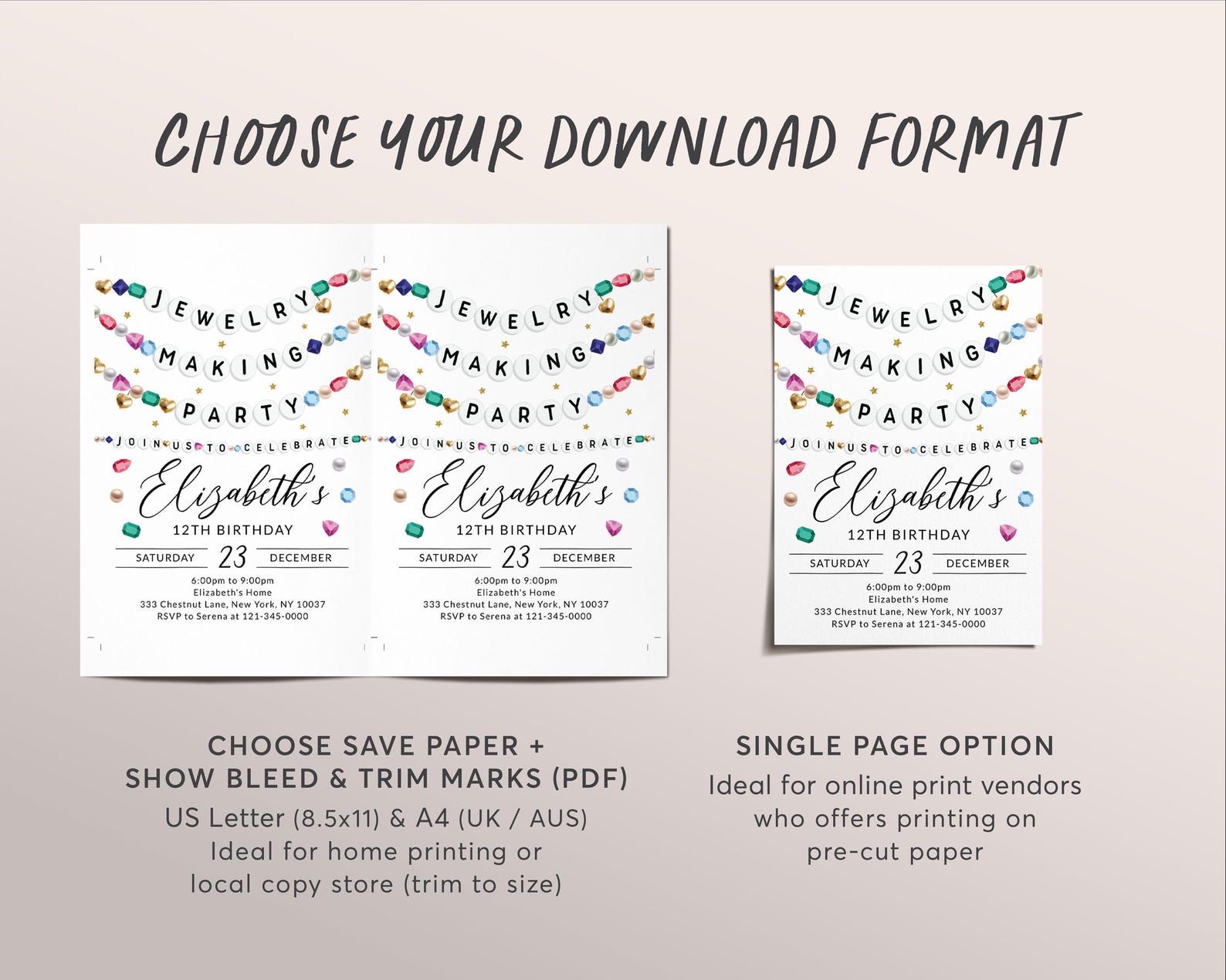 Jewelry Making Party Birthday Invitation Editable Template, Bracelet ...