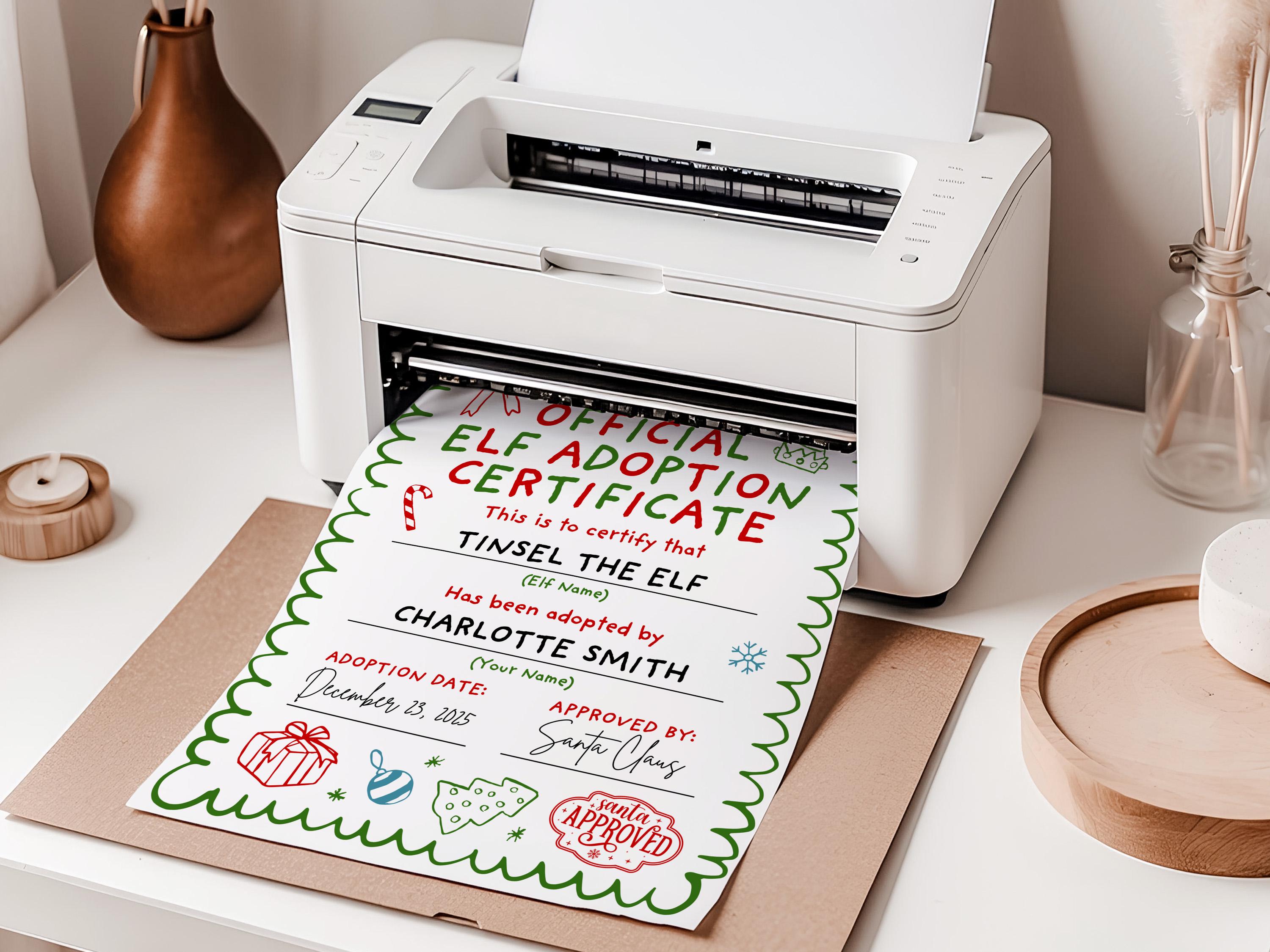 Elf Adoption Certificate, Editable Official Adopt an Elf Card ...