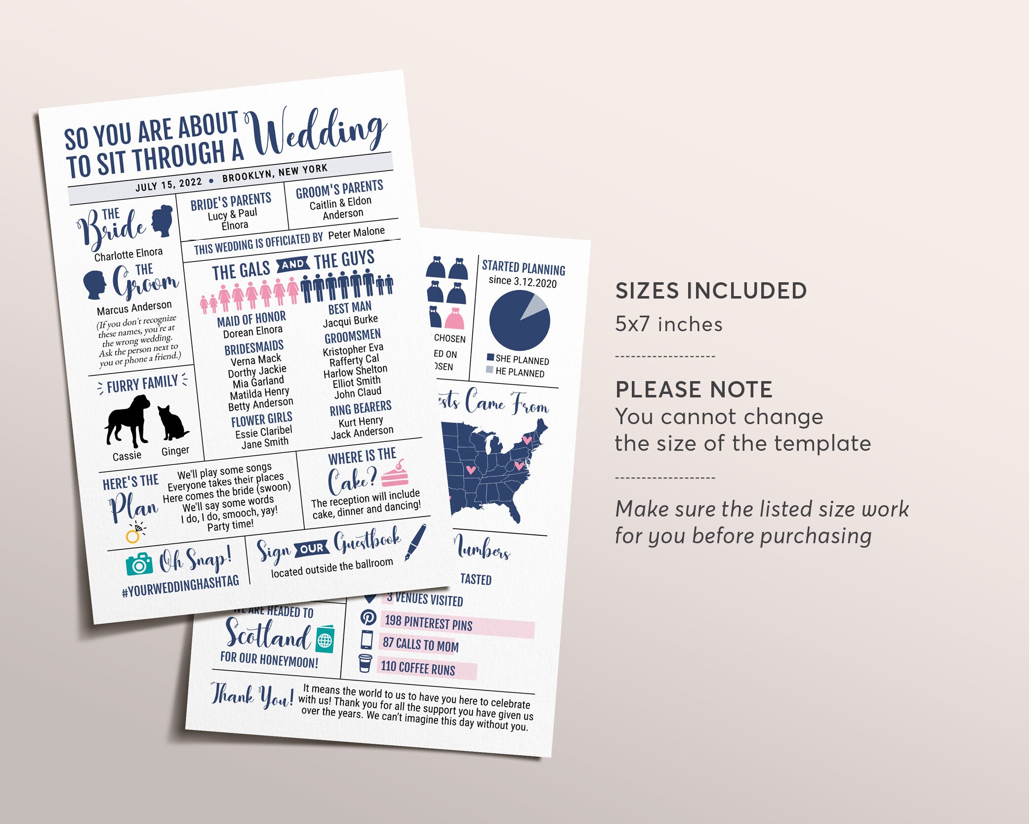 Infographic Wedding Program Template Editable Reception - Etsy Australia