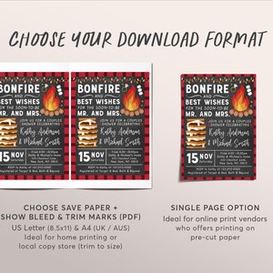 Christmas Bonfire Couples Shower Invitation Editable Template, Wedding ...