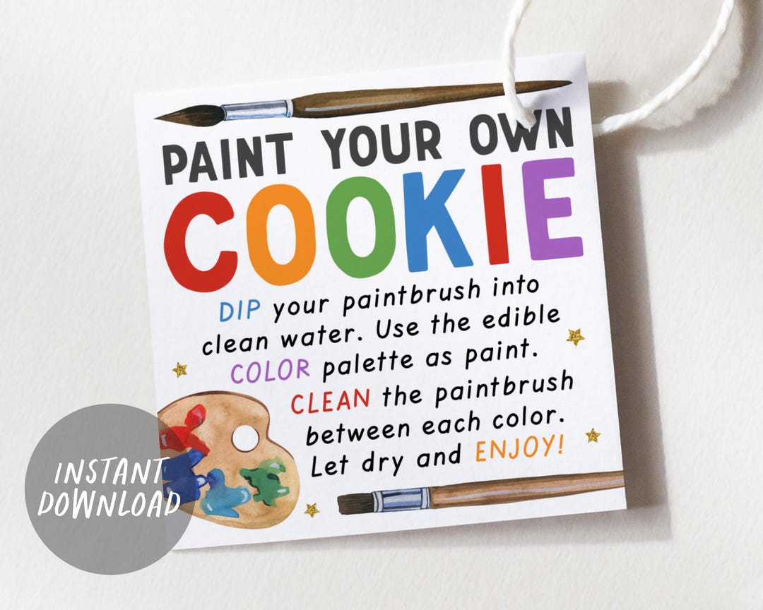 Paint Your Own Cookie Tags, PYO Cookie Kit Tags, Colorful Paint Your ...