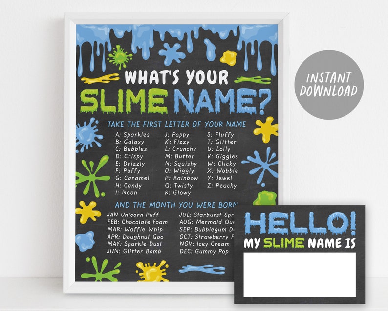 What's Your Slime Name BOY Poster Printable Slime Party - Etsy