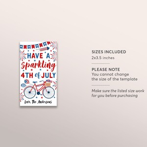 4th of July Favor Tags Editable Template, Sparkling Fourth of July ...