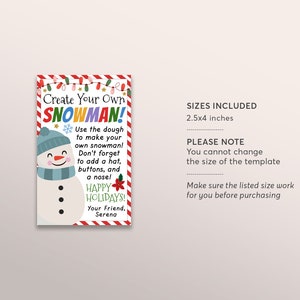 Create Your Own Snowman Gift Tags Editable Template, Winter Break ...