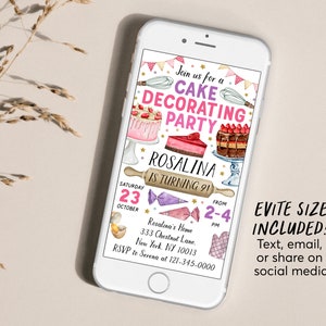 Cake Decorating Party Invitation Editable Template, Girl Baking ...