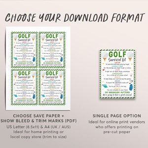 Golf Survival Kit Gift Tags Editable Template, Golfer Player Team Gift ...