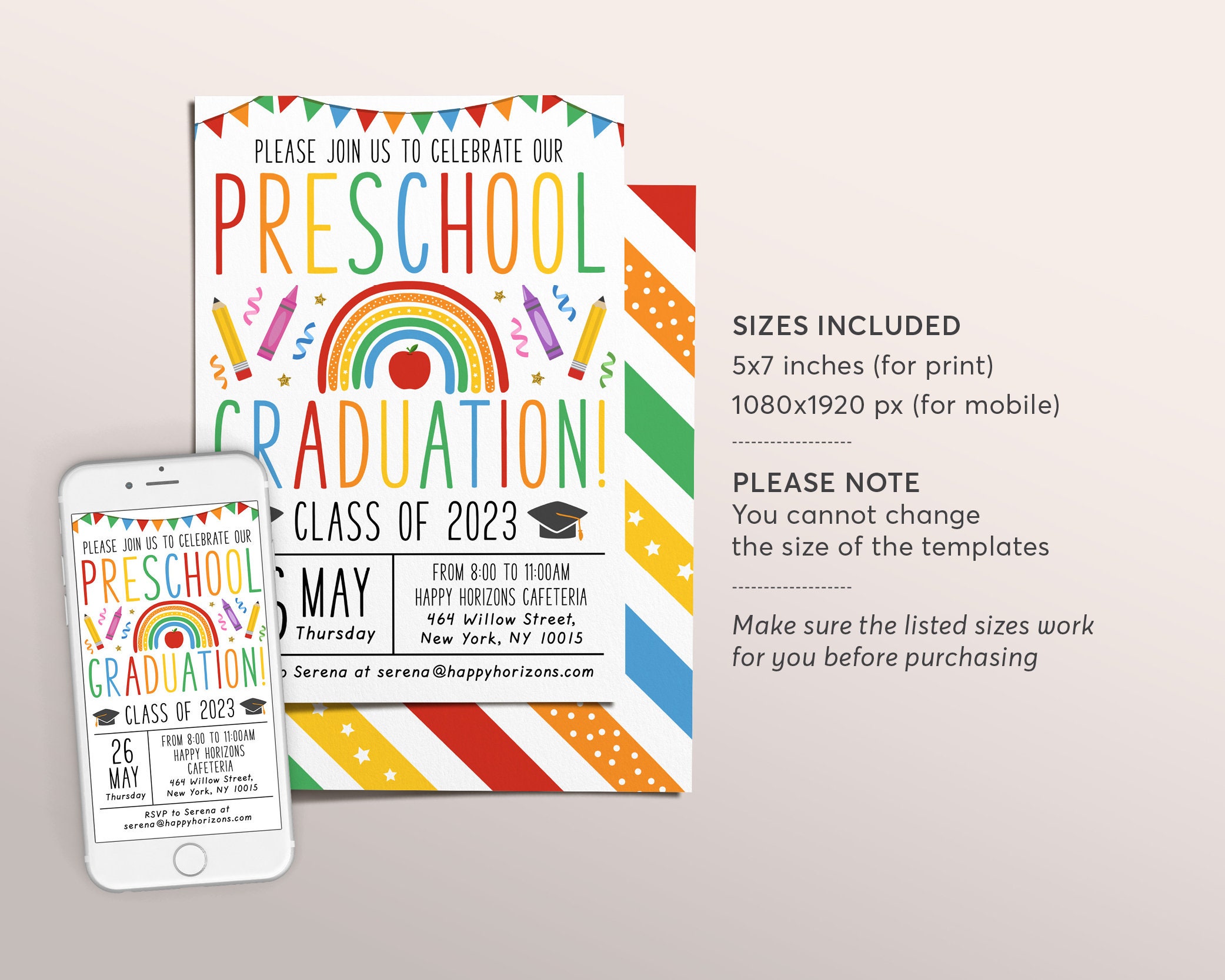 Preschool Graduation Announcement Template Editable Free, Custom