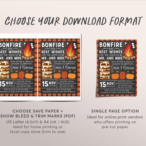 Fall Bonfire Couples Shower Invitation Editable Template, Autumn Smores ...