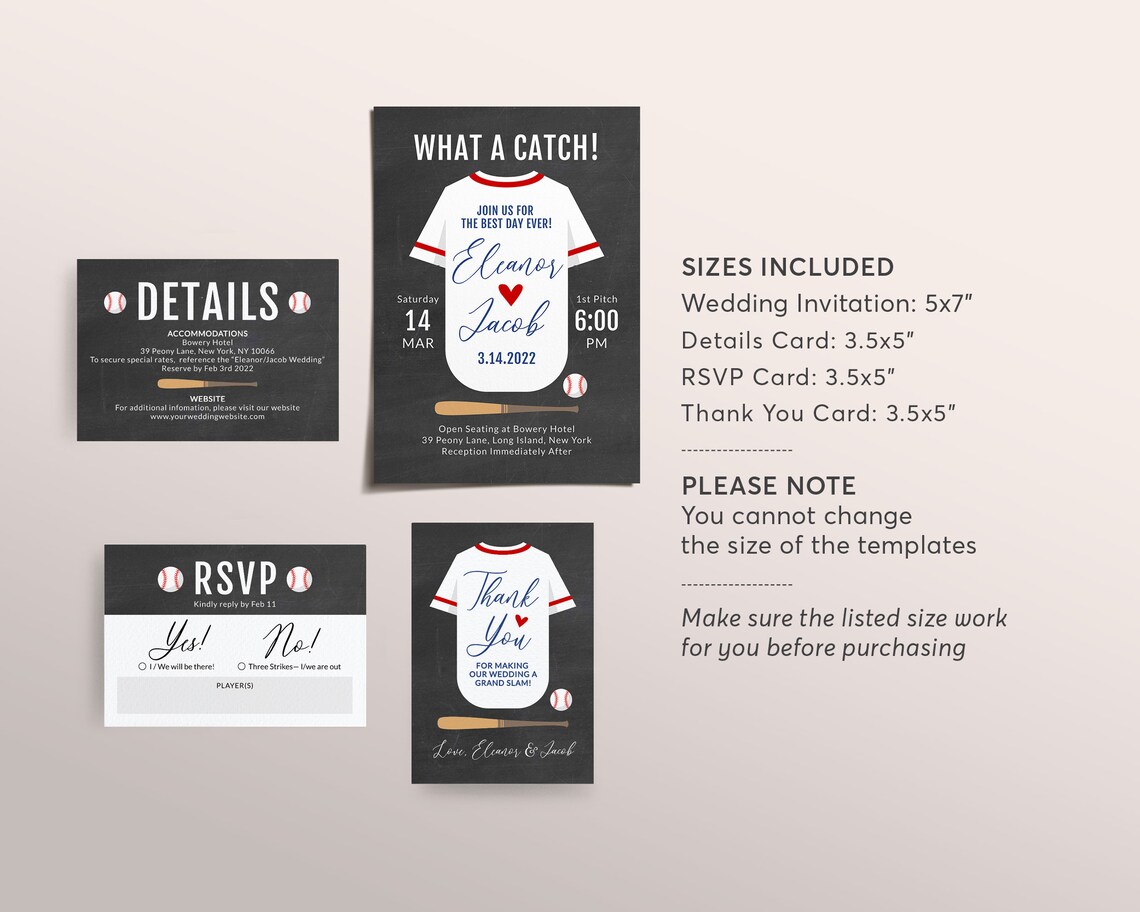 Baseball Wedding Invitation Template Baseball Theme Wedding - Etsy