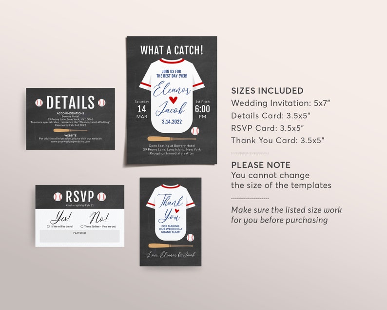 Baseball Wedding Invitation Template Baseball Theme Wedding - Etsy