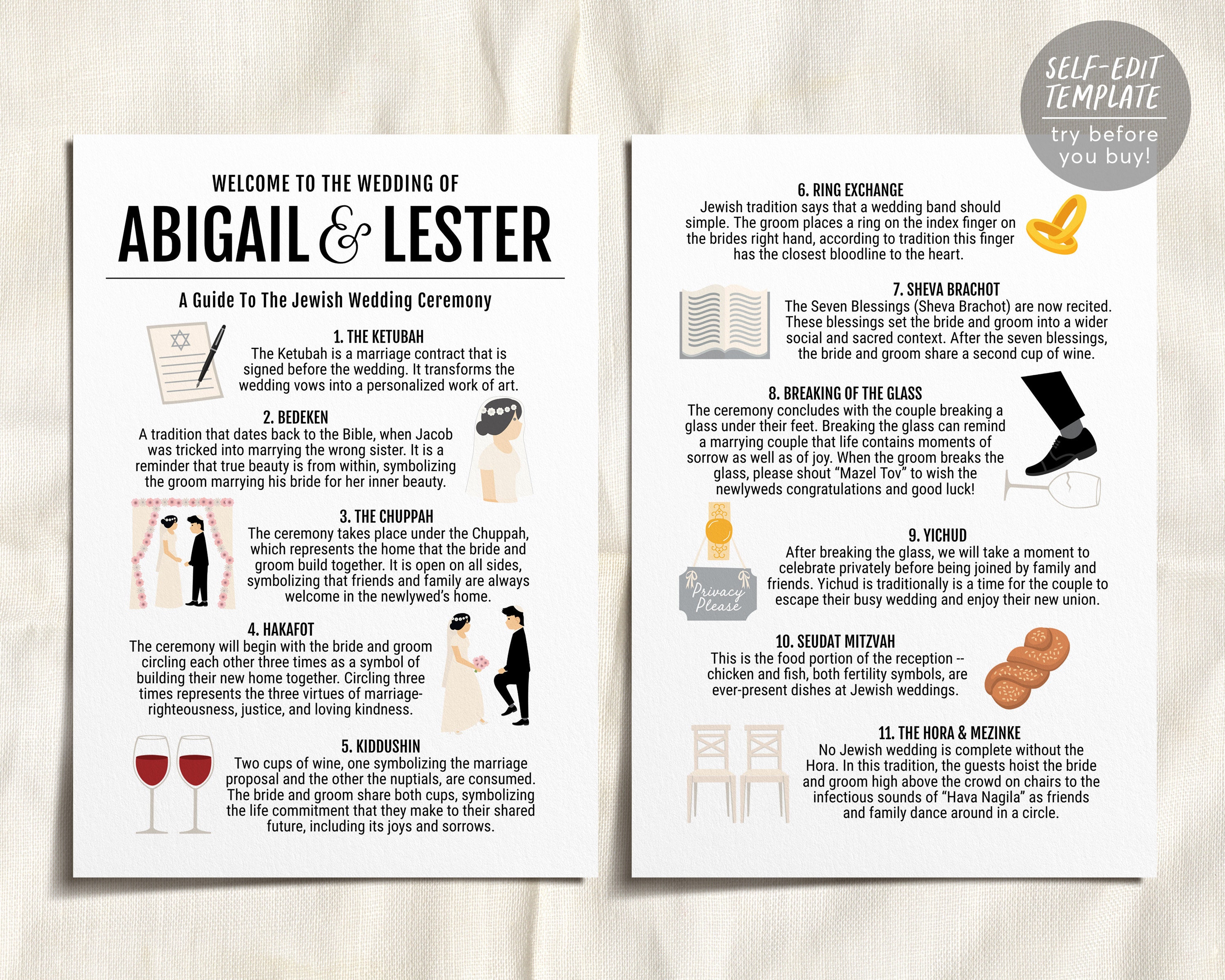 Jewish Wedding Program Guide Wedding Ceremony Template Iletisim 