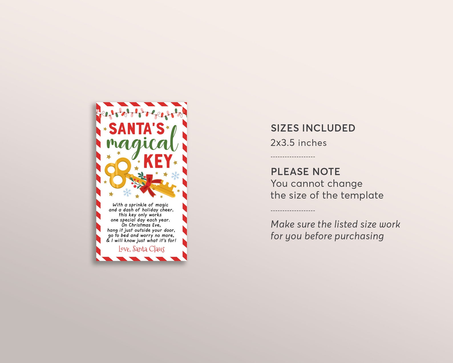Santa's Magical Key Editable Template Magic Key Tag No - Etsy