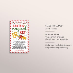 Santa's Magical Key Editable Template, Magic Key Tag No Chimney ...