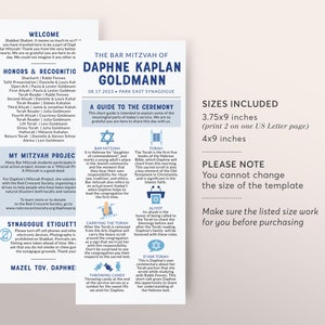 Editable Jewish Bar or Bat Mitzvah Program Infographic Template, Unique ...