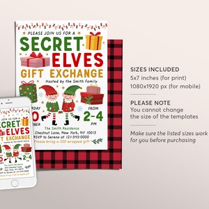 Secret Elves Gift Exchange Invitation Editable Template, Secret Elf ...
