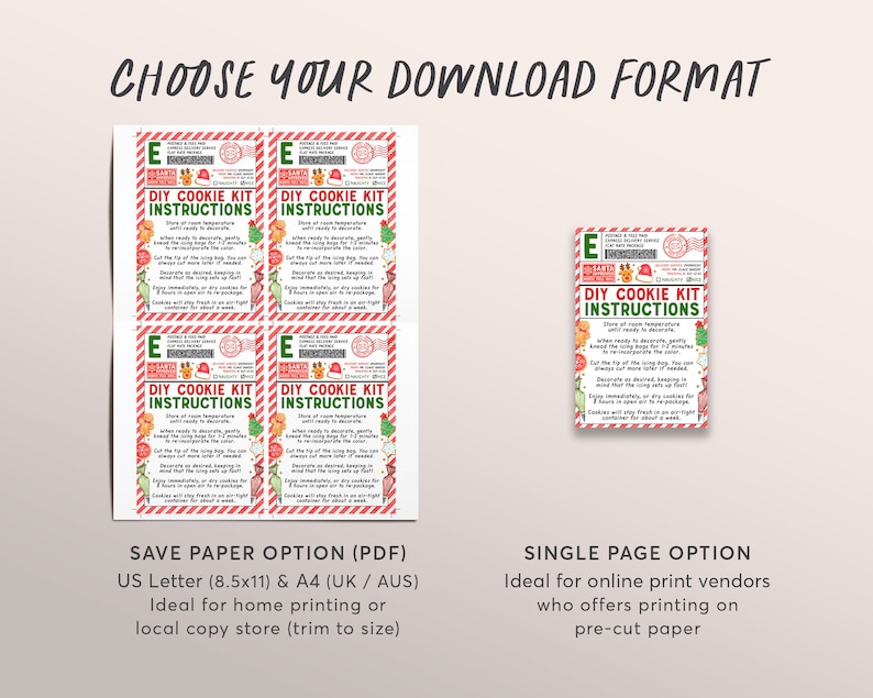 Christmas DIY Cookie Kit Instructions Card Editable Template, Holiday ...
