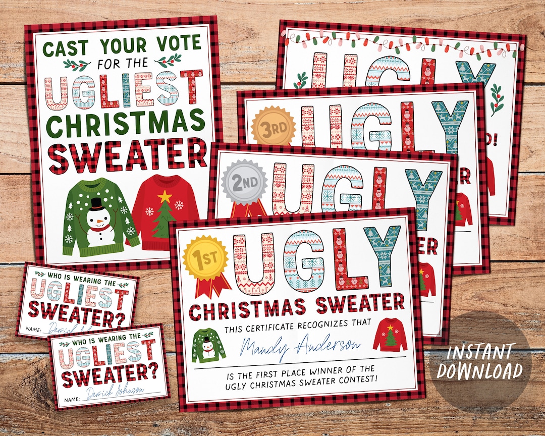 Christmas Ugly Sweater Party Decorations BUNDLE, Ugly Sweater Contest ...