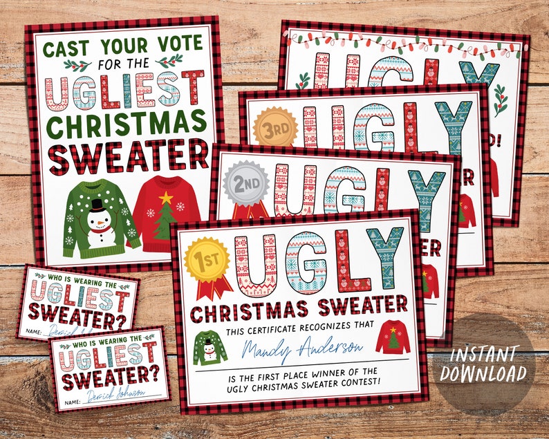Christmas Ugly Sweater Party Decorations BUNDLE, Ugly Sweater Contest ...