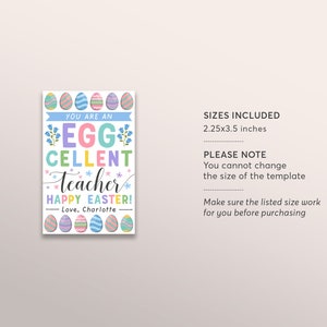 You Are Eggcellent Teacher Appreciation Gift Tag Editable Template ...