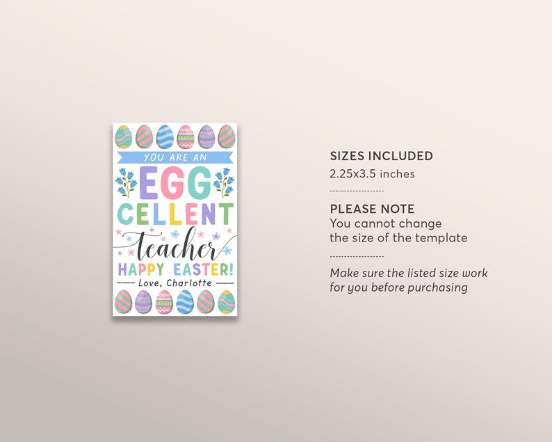 You Are Eggcellent Teacher Appreciation Gift Tag Editable Template ...