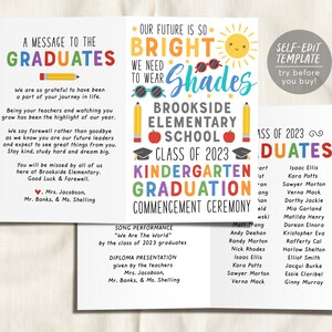 Kindergarten Graduation Ceremony BUNDLE Editable Template, Future is so ...