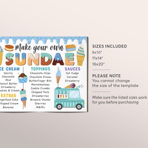 Make Your Own Sundae Menu Sign Editable Template, Ice Cream Boy ...