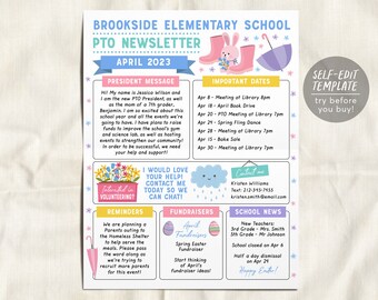 April PTO PTA Newsletter Flyer Easter Printable Handout - Etsy