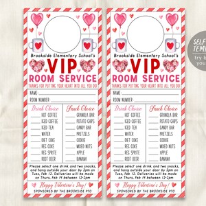 Valentine's Day VIP Room Service Door Hanger Editable Template ...