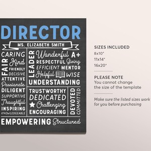 Editable Director Chalkboard Gift Print Template, Personalized School ...