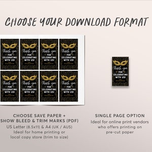 Masquerade Favor Tags Editable Template, Engagement Party Rehearsal ...