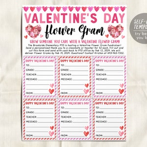 Valentine's Day Flower Gram Flyer Editable Template, Valentine Rose ...
