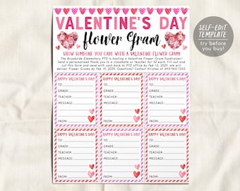Valentine's Day Flower Gram Template Bundle - Etsy