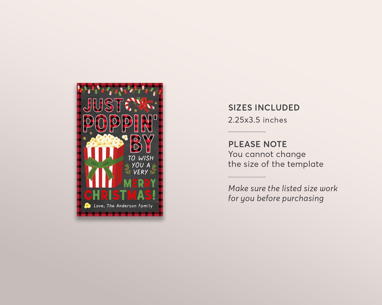 Christmas Popcorn Gift Tags Editable Template Just Popping by - Etsy