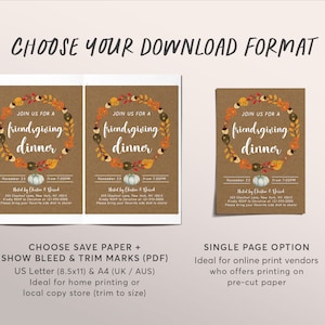 Friendsgiving Dinner Party Invitation Editable Template, Thanksgiving ...