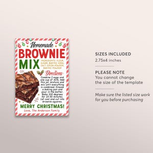 Brownie Mix in a Jar Gift Tag Editable Template, Christmas Brownie ...