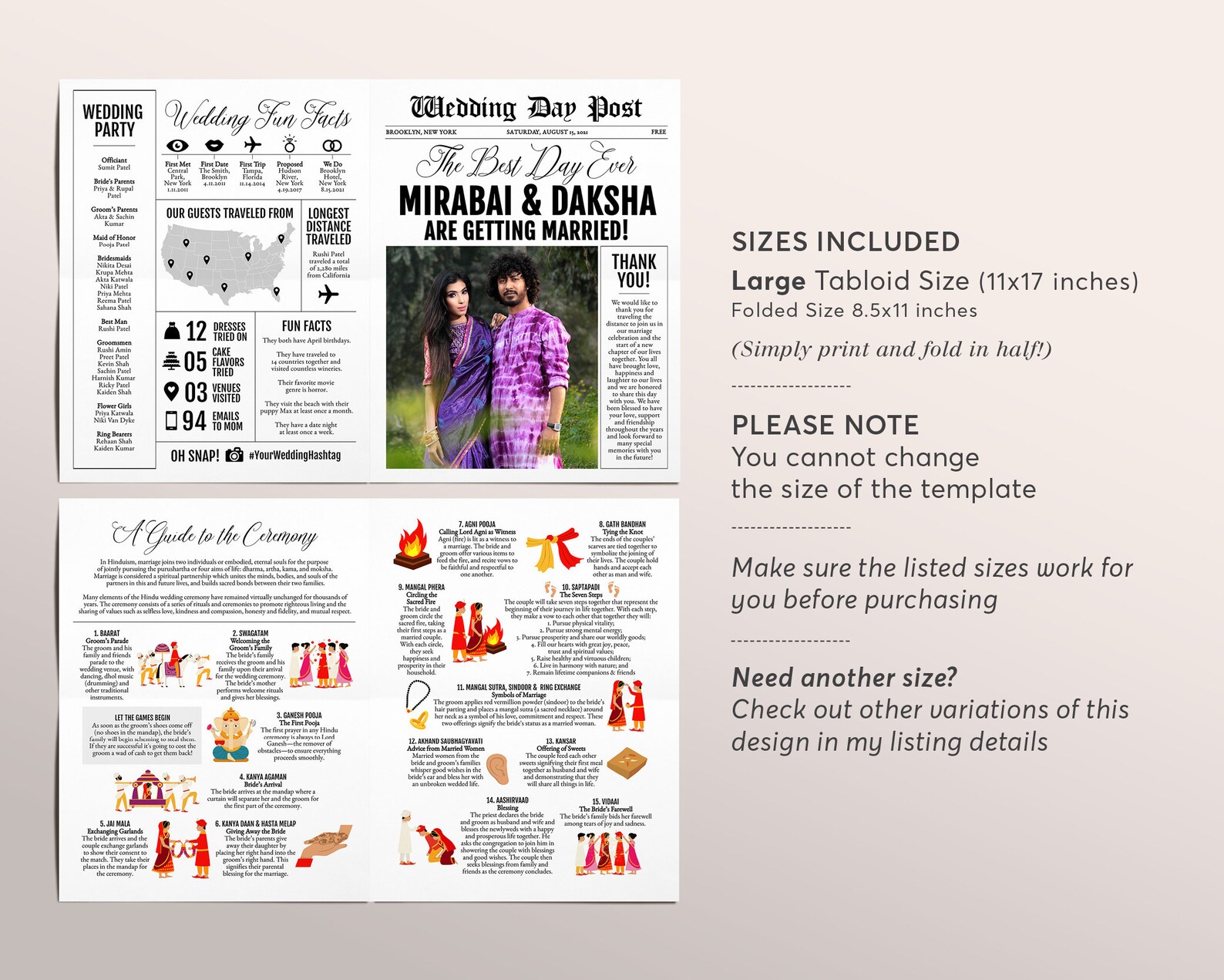 Editable Indian Ceremony Program Hindu Wedding Program - Etsy