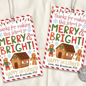 Christmas Gift Tags Editable Template, Thanks for Making This School ...