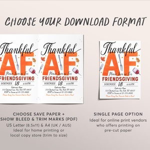 Funny Friendsgiving Dinner Party Invitation Editable Template, Thankful ...