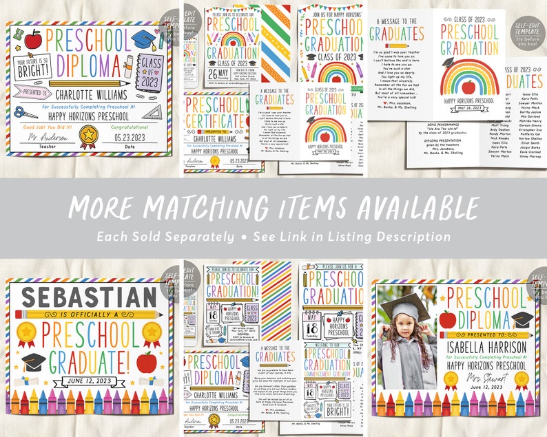 Preschool Graduation Invitation Flyer Editable Template Pre-k - Etsy